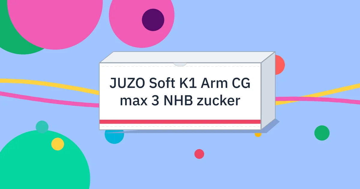 Symbolbild: Packung mit der Aufschrift JUZO Soft K1 Arm CG max 3 NHB zucker (PZN 15508661) – Verfügbarkeit und Bezug in Apotheken in Frankfurt am Main