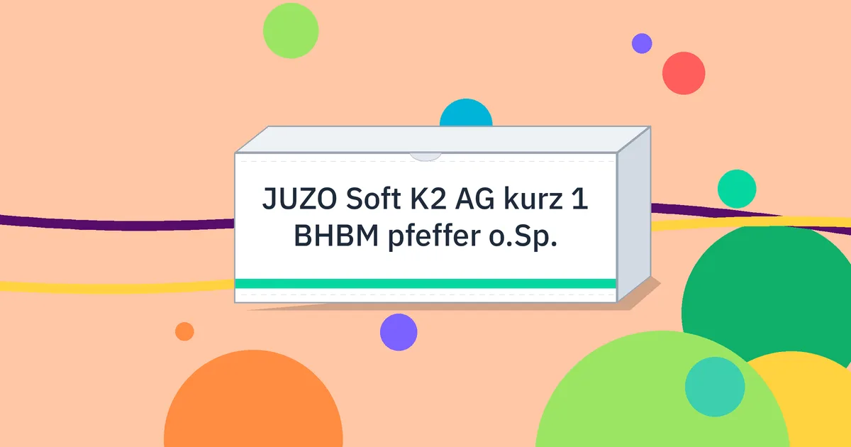Symbolbild: Packung mit der Aufschrift JUZO Soft K2 AG kurz 1 BHBM pfeffer o.Sp. (PZN 14861361) – Verfügbarkeit und Bezug in Apotheken in Frankfurt am Main