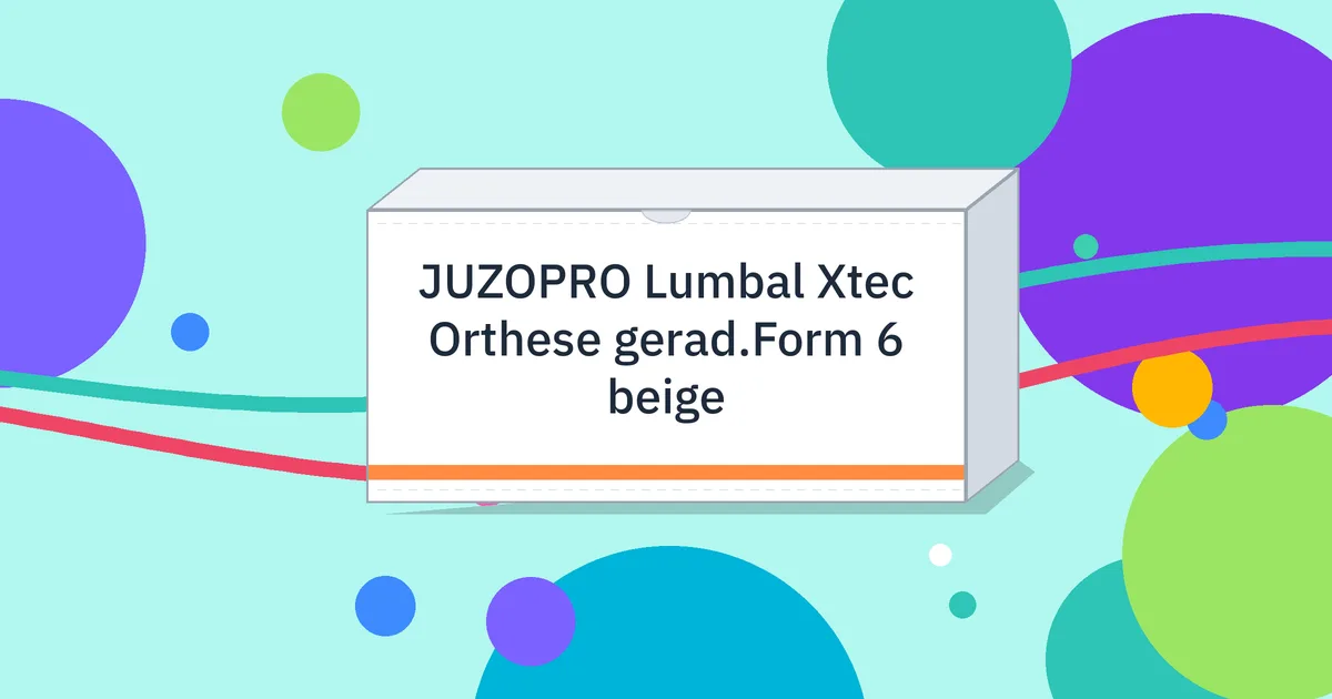 Symbolbild: Packung mit der Aufschrift JUZOPRO Lumbal Xtec Orthese gerad.Form 6 beige (PZN 16498031) – Verfügbarkeit und Bezug in Apotheken in Frankfurt am Main