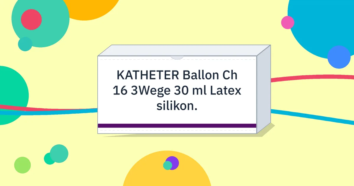 Symbolbild: Packung mit der Aufschrift KATHETER Ballon Ch 16 3Wege 30 ml Latex silikon. (PZN 14241457) – Verfügbarkeit und Bezug in Apotheken in Frankfurt am Main