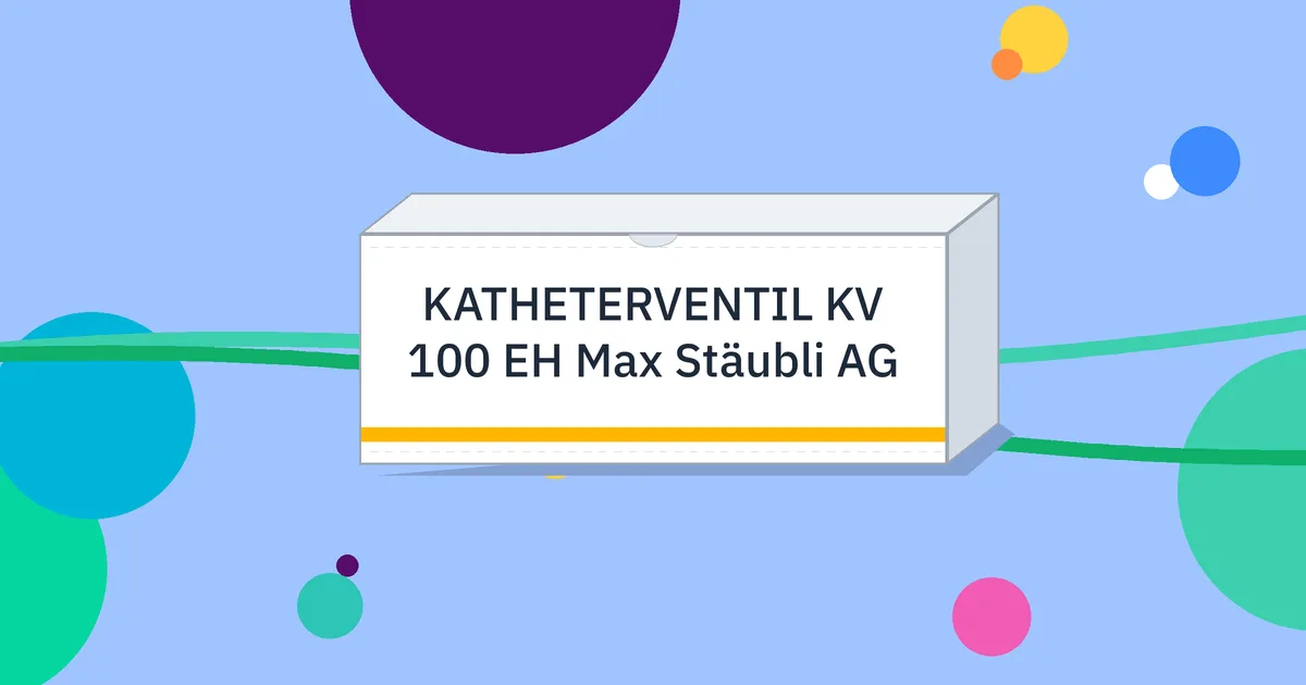 Symbolbild: Packung mit der Aufschrift KATHETERVENTIL KV 100 EH Max Stäubli AG (PZN 18195553) – Verfügbarkeit und Bezug in Apotheken in Frankfurt am Main