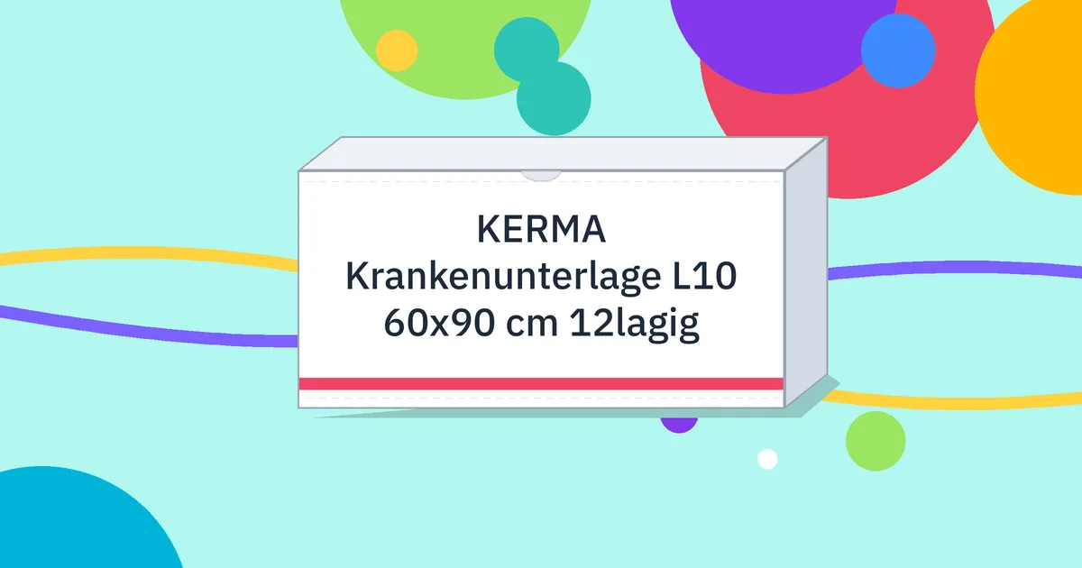 Symbolbild: Packung mit der Aufschrift KERMA Krankenunterlage L10 60x90 cm 12lagig (PZN 12551283) – Verfügbarkeit und Bezug in Apotheken in Frankfurt am Main