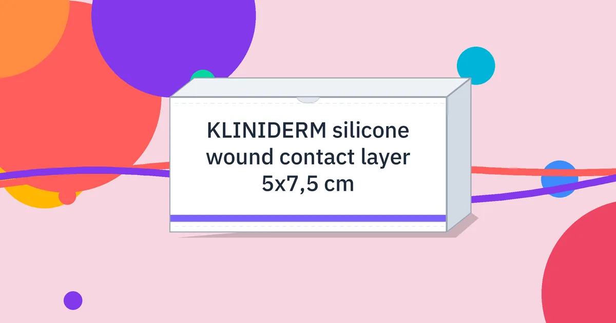 Symbolbild: Packung mit der Aufschrift KLINIDERM silicone wound contact layer 5x7,5 cm (PZN 12541899) – Verfügbarkeit und Bezug in Apotheken in Frankfurt am Main