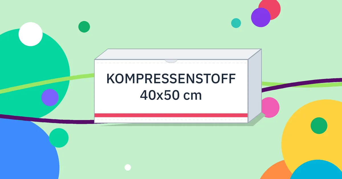Symbolbild: Packung mit der Aufschrift KOMPRESSENSTOFF 40x50 cm (PZN 17250385) – Verfügbarkeit und Bezug in Apotheken in Frankfurt am Main