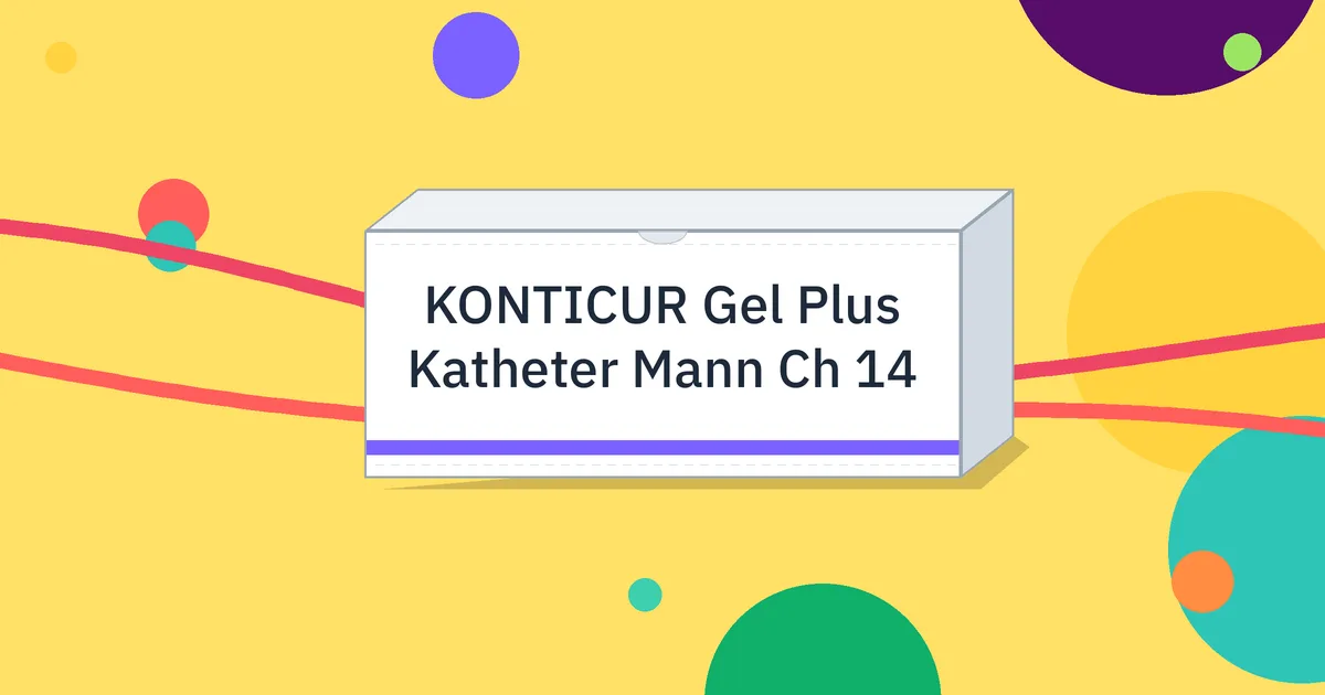 Symbolbild: Packung mit der Aufschrift KONTICUR Gel Plus Katheter Mann Ch 14 (PZN 10099637) – Verfügbarkeit und Bezug in Apotheken in Frankfurt am Main