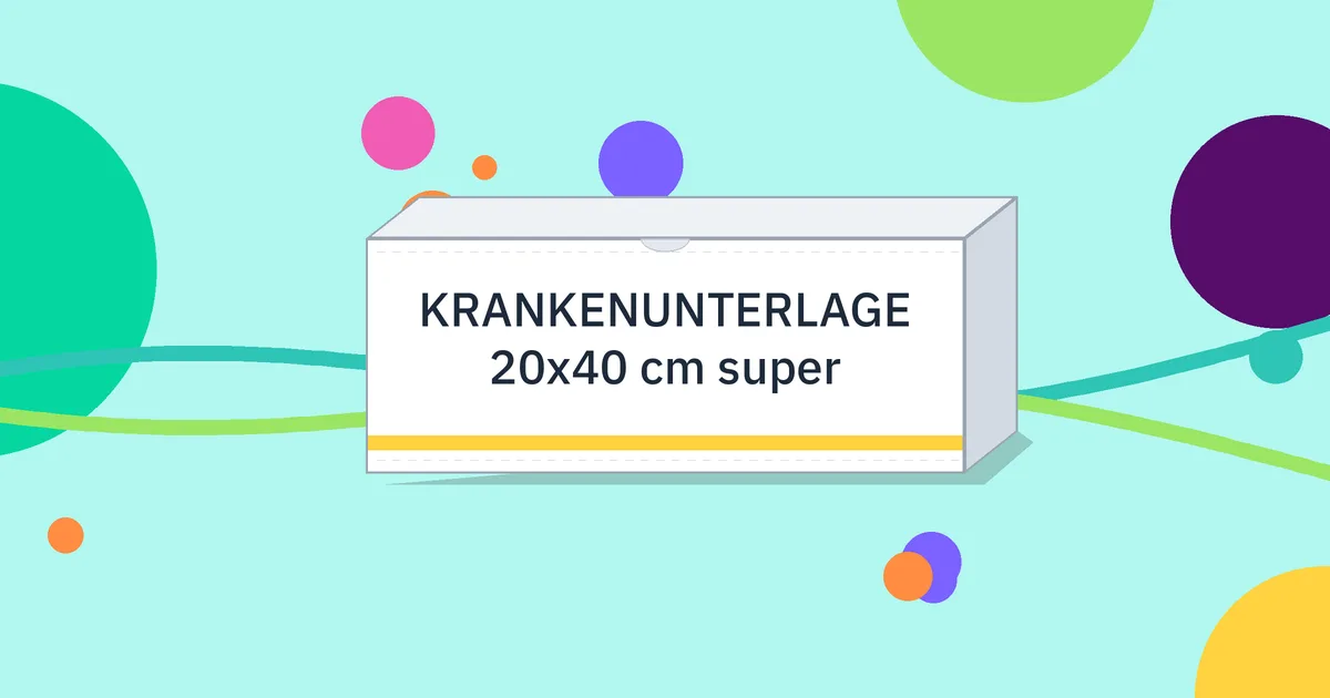 Symbolbild: Packung mit der Aufschrift KRANKENUNTERLAGE 20x40 cm super (PZN 02442044) – Verfügbarkeit und Bezug in Apotheken in Frankfurt am Main