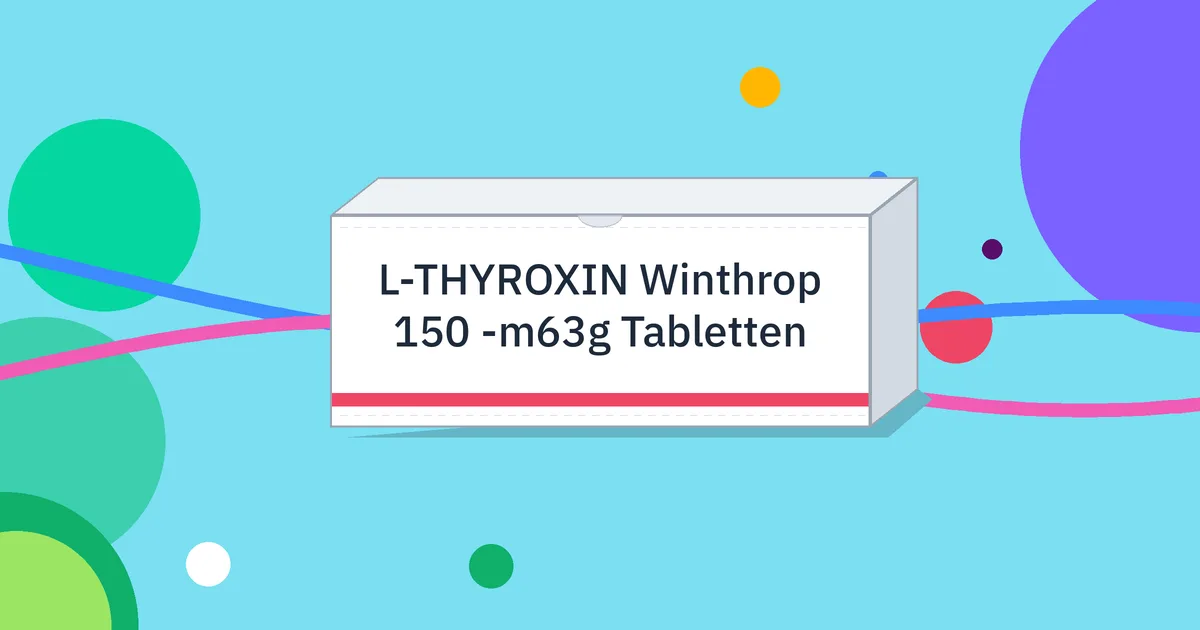 Symbolbild: Packung mit der Aufschrift L-THYROXIN Winthrop 150 -m63g Tabletten (PZN 06912943) – Verfügbarkeit und Bezug in Apotheken in Frankfurt am Main