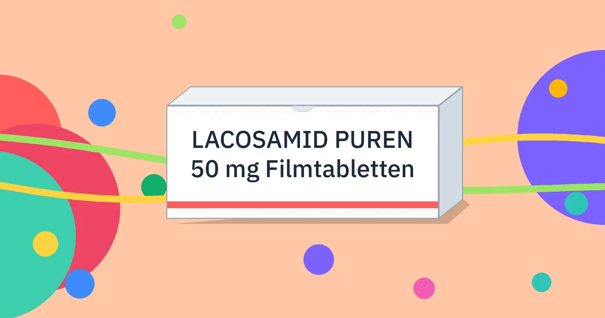 Symbolbild: Packung mit der Aufschrift LACOSAMID PUREN 50 mg Filmtabletten (PZN 17636825) – Verfügbarkeit und Bezug in Apotheken in Frankfurt am Main
