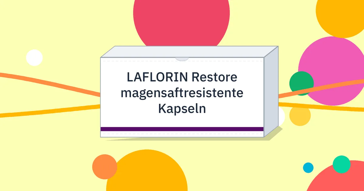 Symbolbild: Packung mit der Aufschrift LAFLORIN Restore magensaftresistente Kapseln (PZN 15321170) – Verfügbarkeit und Bezug in Apotheken in Frankfurt am Main