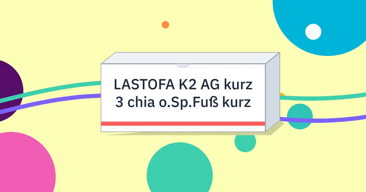 Symbolbild: Packung mit der Aufschrift LASTOFA K2 AG kurz 3 chia o.Sp.Fuß kurz (PZN 13803947) – Verfügbarkeit und Bezug in Apotheken in Frankfurt am Main