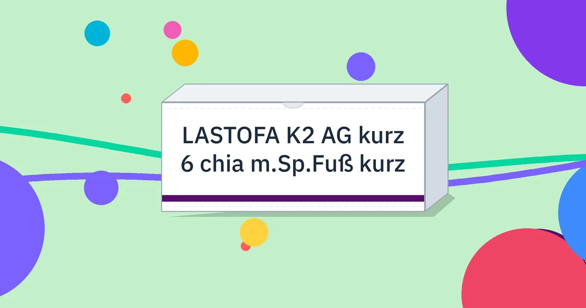 Symbolbild: Packung mit der Aufschrift LASTOFA K2 AG kurz 6 chia m.Sp.Fuß kurz (PZN 13807170) – Verfügbarkeit und Bezug in Apotheken in Frankfurt am Main