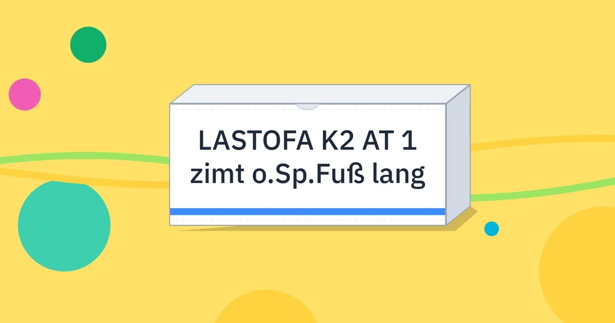 Symbolbild: Packung mit der Aufschrift LASTOFA K2 AT 1 zimt o.Sp.Fuß lang (PZN 14151369) – Verfügbarkeit und Bezug in Apotheken in Frankfurt am Main