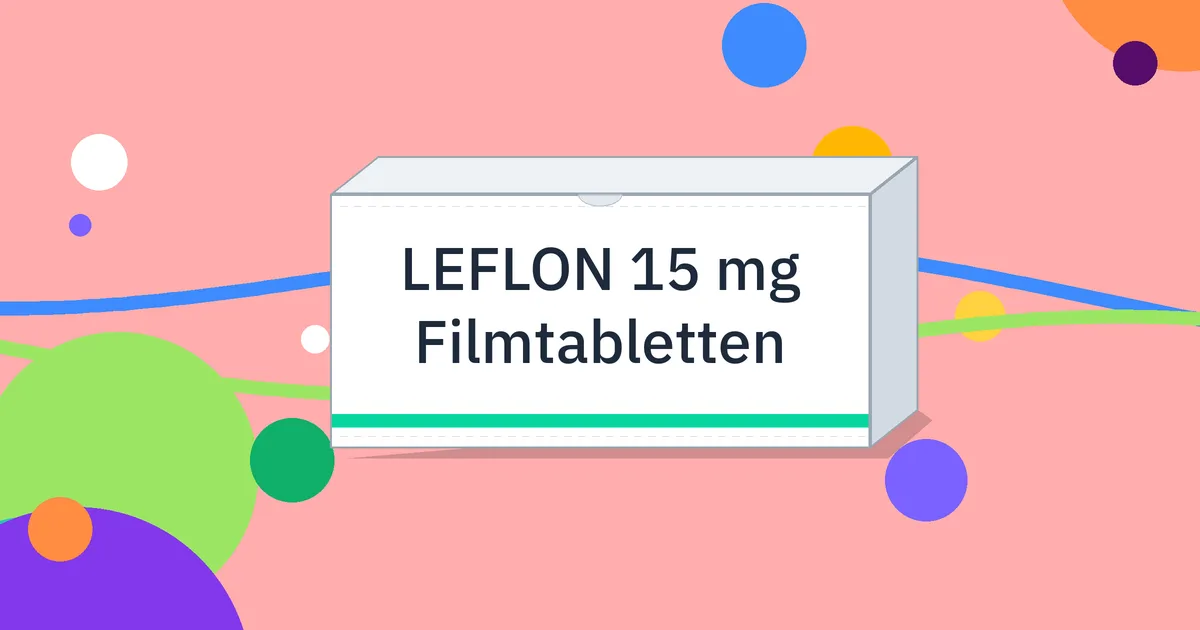 Symbolbild: Packung mit der Aufschrift LEFLON 15 mg Filmtabletten (PZN 17281641) – Verfügbarkeit und Bezug in Apotheken in Frankfurt am Main
