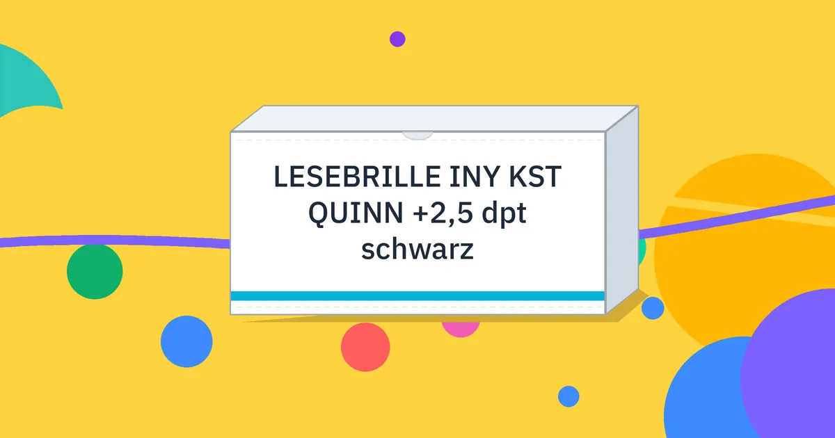 Symbolbild: Packung mit der Aufschrift LESEBRILLE INY KST QUINN +2,5 dpt schwarz (PZN 19941308) – Verfügbarkeit und Bezug in Apotheken in Frankfurt am Main