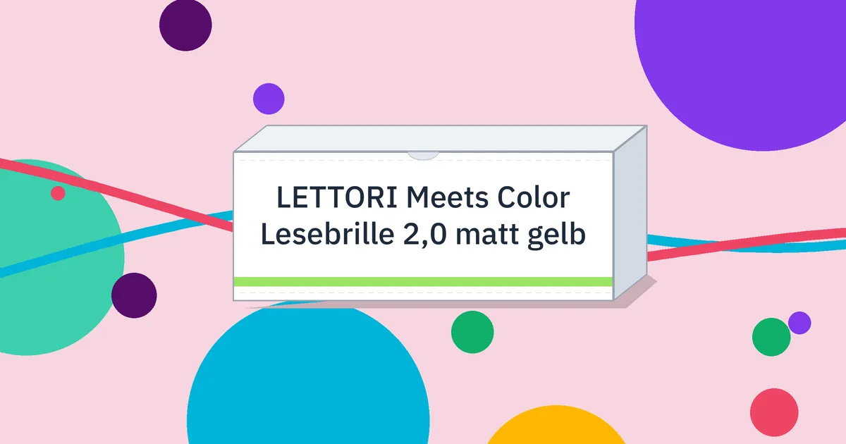 Symbolbild: Packung mit der Aufschrift LETTORI Meets Color Lesebrille 2,0 matt gelb (PZN 11057196) – Verfügbarkeit und Bezug in Apotheken in Frankfurt am Main
