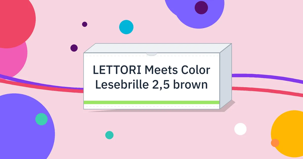 Symbolbild: Packung mit der Aufschrift LETTORI Meets Color Lesebrille 2,5 brown (PZN 11141844) – Verfügbarkeit und Bezug in Apotheken in Frankfurt am Main