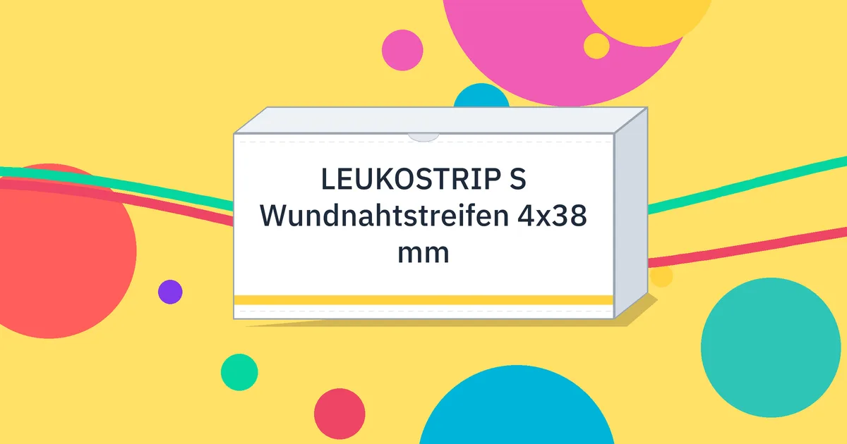 Symbolbild: Packung mit der Aufschrift LEUKOSTRIP S Wundnahtstreifen 4x38 mm (PZN 08828253) – Verfügbarkeit und Bezug in Apotheken in Frankfurt am Main
