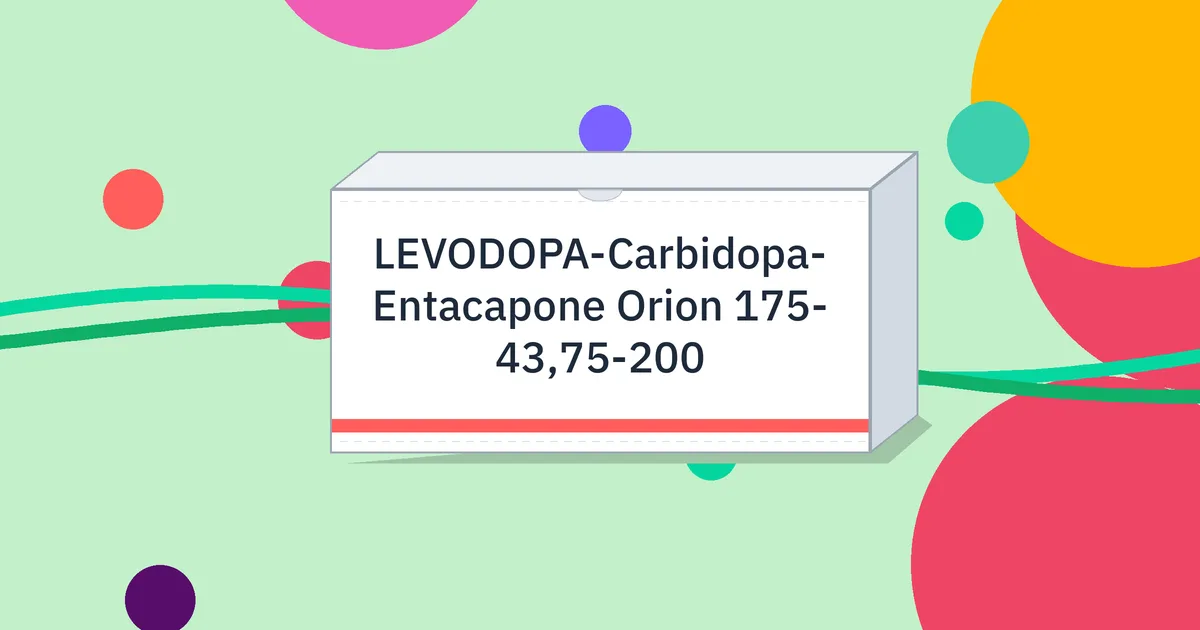 Symbolbild: Packung mit der Aufschrift LEVODOPA-Carbidopa-Entacapone Orion 175-43,75-200 (PZN 10057343) – Verfügbarkeit und Bezug in Apotheken in Frankfurt am Main