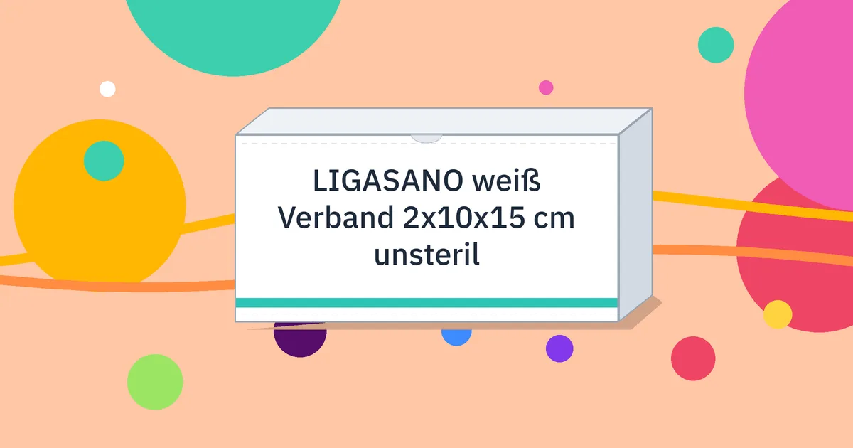 Symbolbild: Packung mit der Aufschrift LIGASANO weiß Verband 2x10x15 cm unsteril (PZN 17251108) – Verfügbarkeit und Bezug in Apotheken in Frankfurt am Main