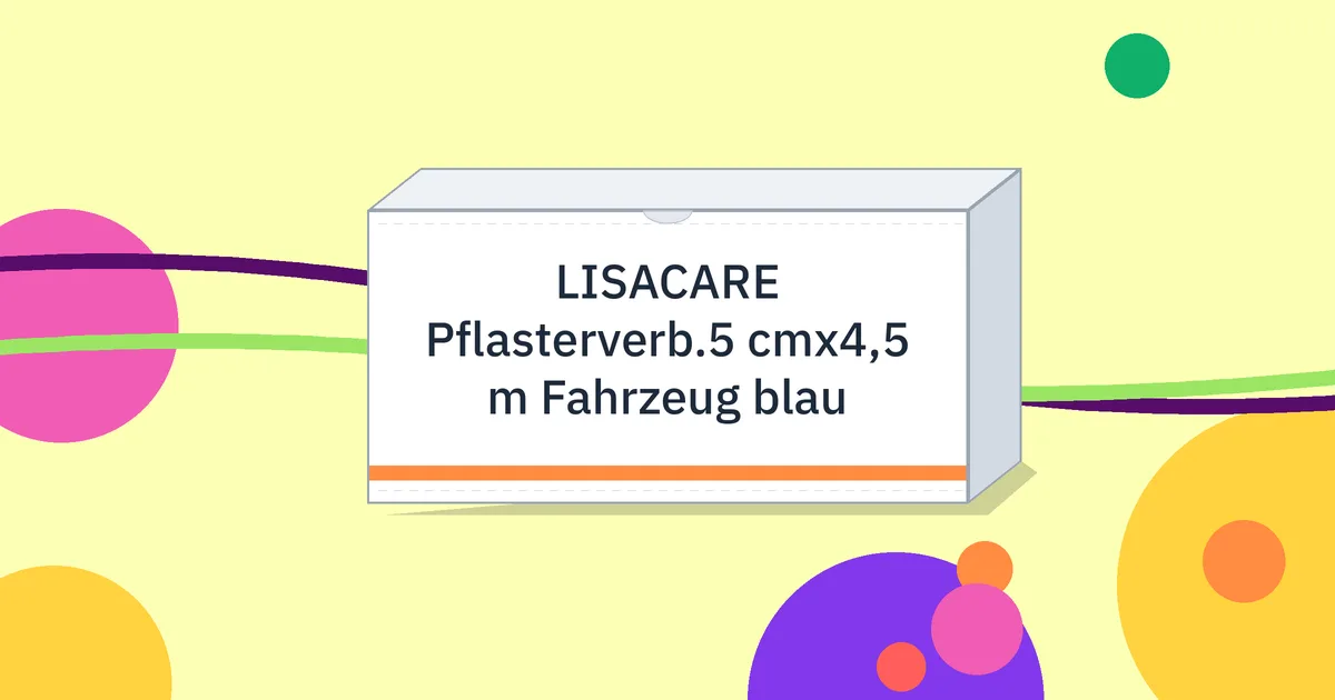 Symbolbild: Packung mit der Aufschrift LISACARE Pflasterverb.5 cmx4,5 m Fahrzeug blau (PZN 17892244) – Verfügbarkeit und Bezug in Apotheken in Frankfurt am Main