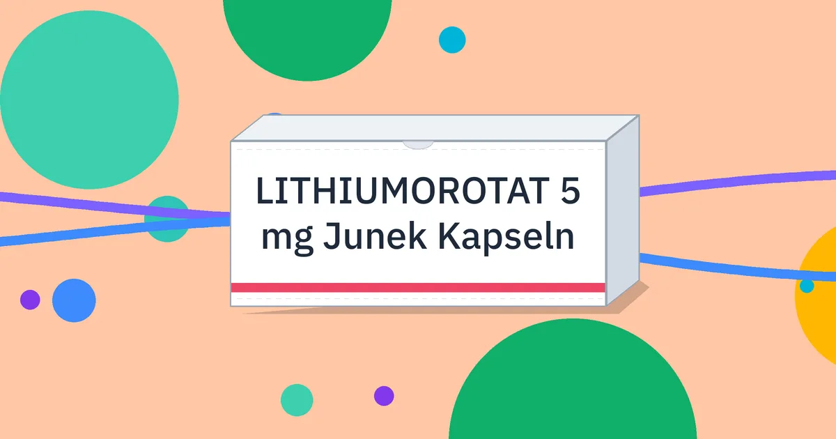 Symbolbild: Packung mit der Aufschrift LITHIUMOROTAT 5 mg Junek Kapseln (PZN 20124454) – Verfügbarkeit und Bezug in Apotheken in Frankfurt am Main