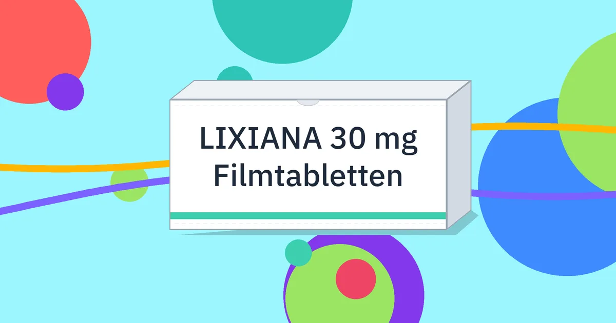Symbolbild: Packung mit der Aufschrift LIXIANA 30 mg Filmtabletten (PZN 15731577) – Verfügbarkeit und Bezug in Apotheken in Frankfurt am Main