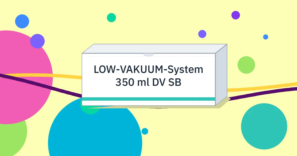 Symbolbild: Packung mit der Aufschrift LOW-VAKUUM-System 350 ml DV SB (PZN 17486188) – Verfügbarkeit und Bezug in Apotheken in Frankfurt am Main