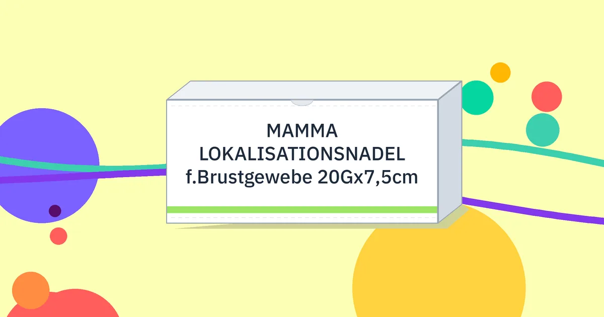Symbolbild: Packung mit der Aufschrift MAMMA LOKALISATIONSNADEL f.Brustgewebe 20Gx7,5cm (PZN 00286226) – Verfügbarkeit und Bezug in Apotheken in Frankfurt am Main