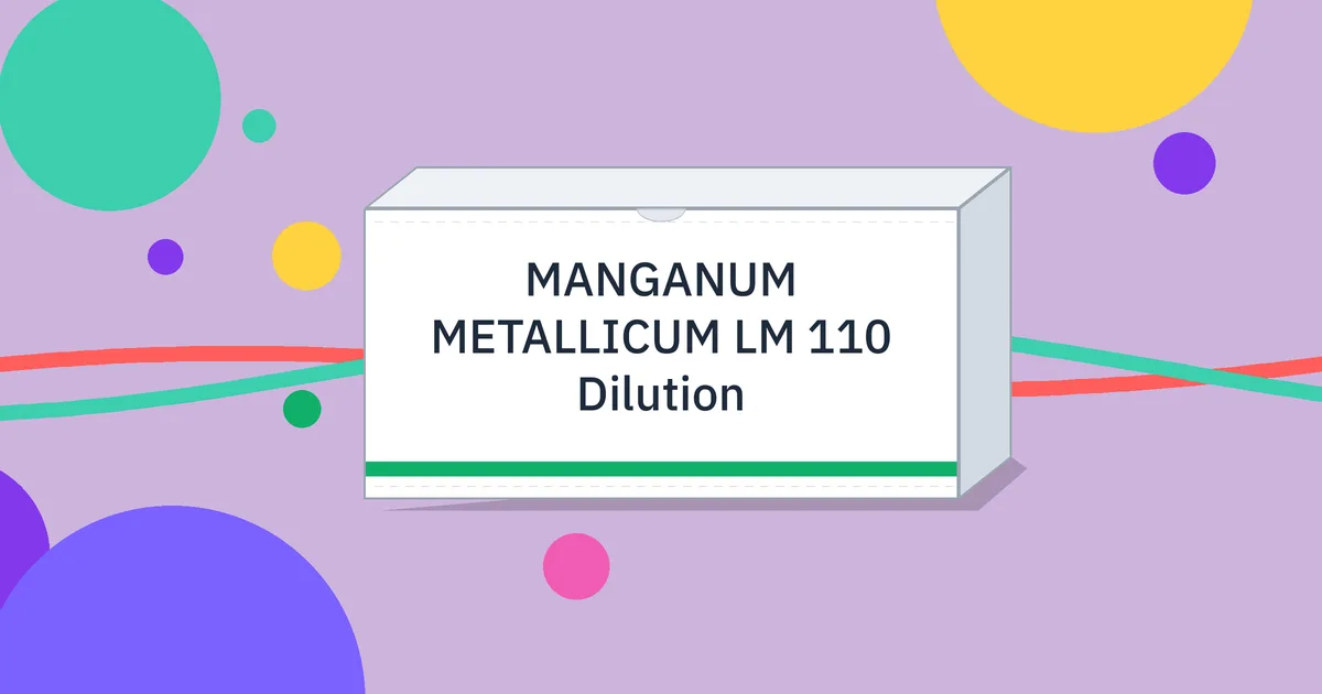 Symbolbild: Packung mit der Aufschrift MANGANUM METALLICUM LM 110 Dilution (PZN 12943534) – Verfügbarkeit und Bezug in Apotheken in Frankfurt am Main
