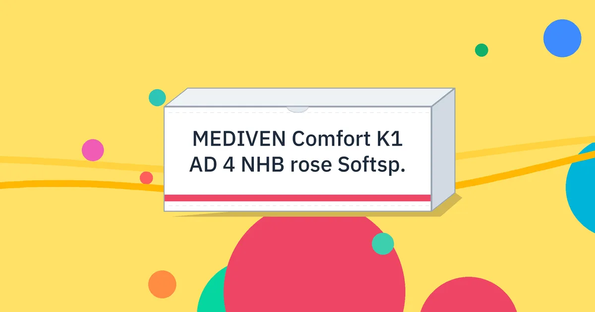 Symbolbild: Packung mit der Aufschrift MEDIVEN Comfort K1 AD 4 NHB rose Softsp. (PZN 14560317) – Verfügbarkeit und Bezug in Apotheken in Frankfurt am Main