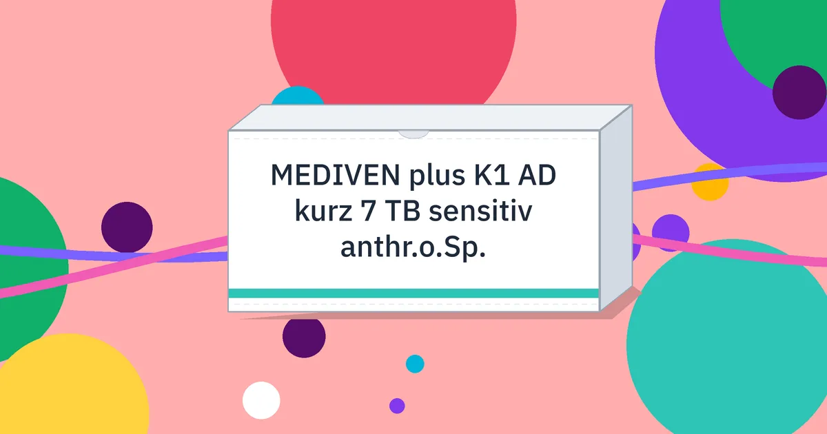 Symbolbild: Packung mit der Aufschrift MEDIVEN plus K1 AD kurz 7 TB sensitiv anthr.o.Sp. (PZN 15053002) – Verfügbarkeit und Bezug in Apotheken in Frankfurt am Main
