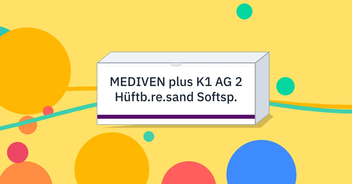 Symbolbild: Packung mit der Aufschrift MEDIVEN plus K1 AG 2 Hüftb.re.sand Softsp. (PZN 18939278) – Verfügbarkeit und Bezug in Apotheken in Frankfurt am Main