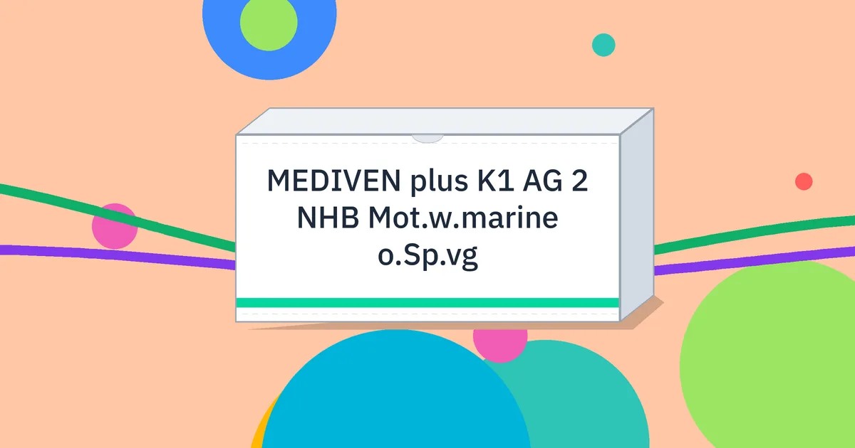 Symbolbild: Packung mit der Aufschrift MEDIVEN plus K1 AG 2 NHB Mot.w.marine o.Sp.vg (PZN 15920781) – Verfügbarkeit und Bezug in Apotheken in Frankfurt am Main