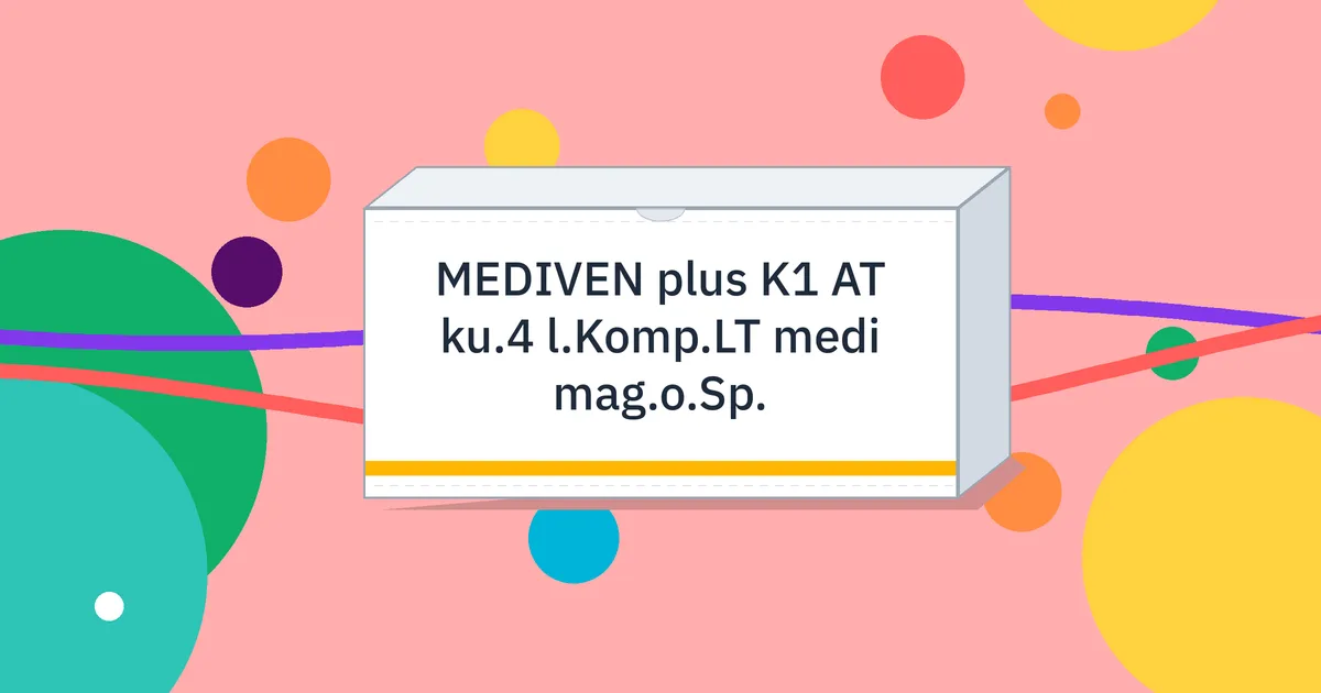 Symbolbild: Packung mit der Aufschrift MEDIVEN plus K1 AT ku.4 l.Komp.LT medi mag.o.Sp. (PZN 15029452) – Verfügbarkeit und Bezug in Apotheken in Frankfurt am Main