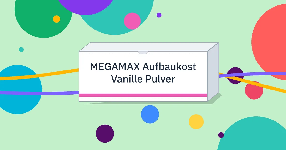 Symbolbild: Packung mit der Aufschrift MEGAMAX Aufbaukost Vanille Pulver (PZN 12896177) – Verfügbarkeit und Bezug in Apotheken in Frankfurt am Main