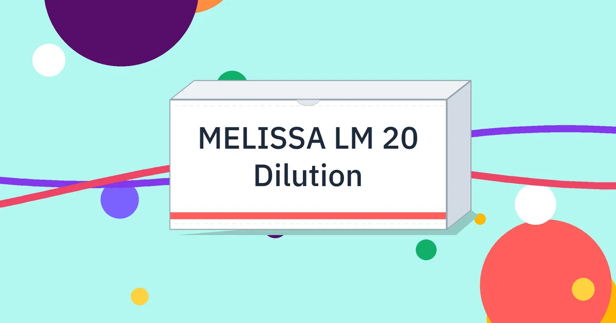 Symbolbild: Packung mit der Aufschrift MELISSA LM 20 Dilution (PZN 12947466) – Verfügbarkeit und Bezug in Apotheken in Frankfurt am Main