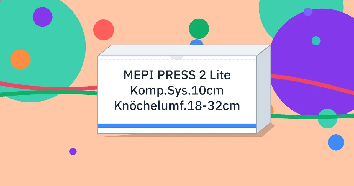 Symbolbild: Packung mit der Aufschrift MEPI PRESS 2 Lite Komp.Sys.10cm Knöchelumf.18-32cm (PZN 19958674) – Verfügbarkeit und Bezug in Apotheken in Frankfurt am Main
