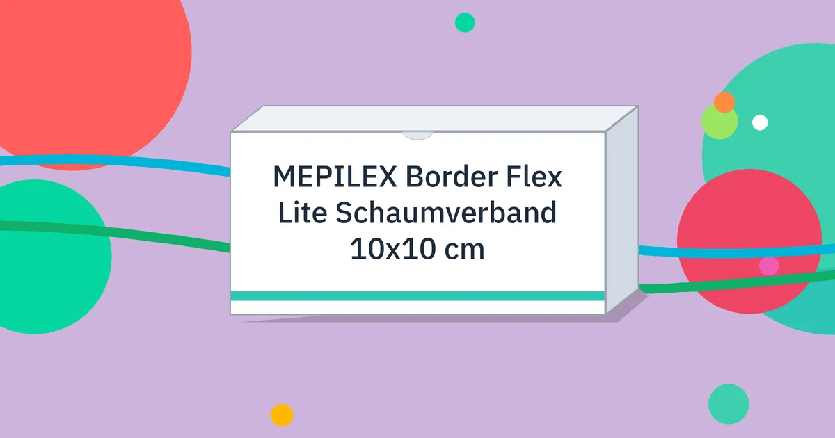 Symbolbild: Packung mit der Aufschrift MEPILEX Border Flex Lite Schaumverband 10x10 cm (PZN 17565930) – Verfügbarkeit und Bezug in Apotheken in Frankfurt am Main
