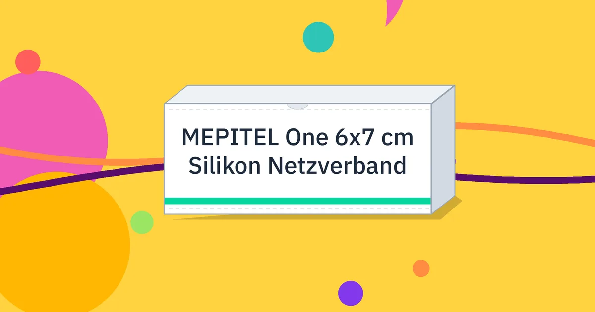 Symbolbild: Packung mit der Aufschrift MEPITEL One 6x7 cm Silikon Netzverband (PZN 14277633) – Verfügbarkeit und Bezug in Apotheken in Frankfurt am Main