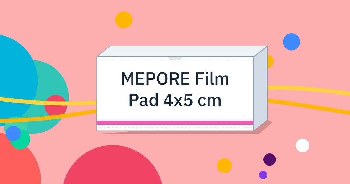 Symbolbild: Packung mit der Aufschrift MEPORE Film Pad 4x5 cm (PZN 11003102) – Verfügbarkeit und Bezug in Apotheken in Frankfurt am Main