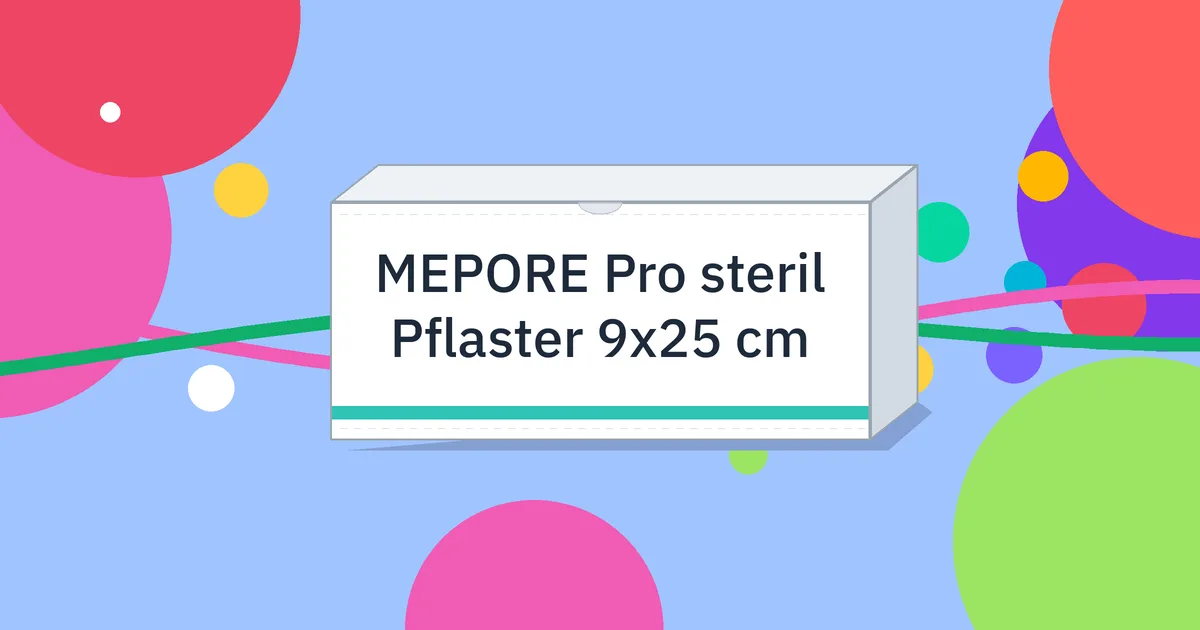 Symbolbild: Packung mit der Aufschrift MEPORE Pro steril Pflaster 9x25 cm (PZN 06469778) – Verfügbarkeit und Bezug in Apotheken in Frankfurt am Main