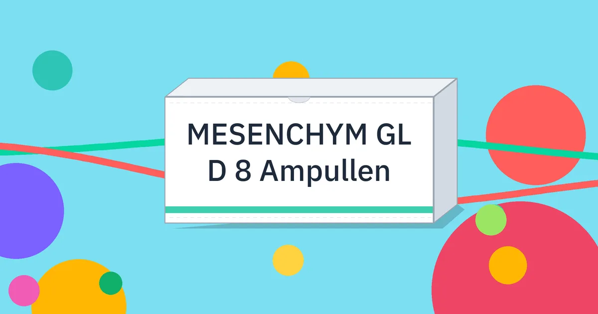 Symbolbild: Packung mit der Aufschrift MESENCHYM GL D 8 Ampullen (PZN 03355531) – Verfügbarkeit und Bezug in Apotheken in Frankfurt am Main