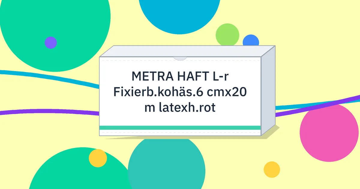 Symbolbild: Packung mit der Aufschrift METRA HAFT L-r Fixierb.kohäs.6 cmx20 m latexh.rot (PZN 16655111) – Verfügbarkeit und Bezug in Apotheken in Frankfurt am Main