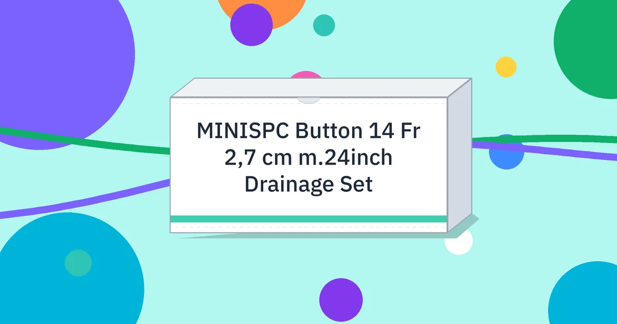 Symbolbild: Packung mit der Aufschrift MINISPC Button 14 Fr 2,7 cm m.24inch Drainage Set (PZN 20821756) – Verfügbarkeit und Bezug in Apotheken in Frankfurt am Main