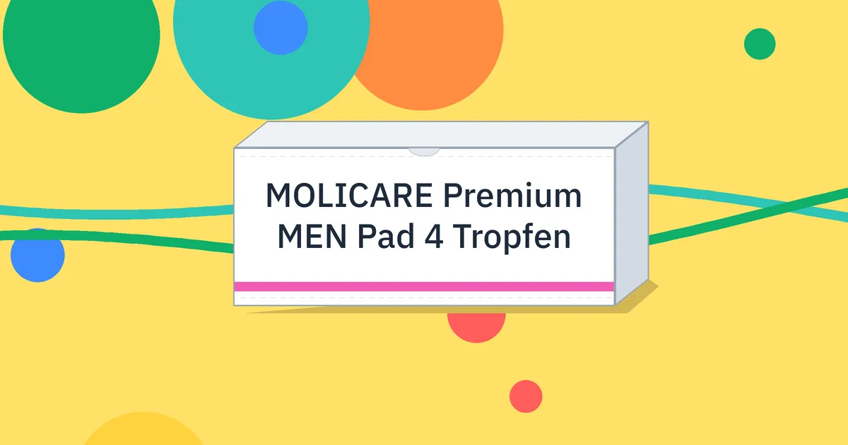 Symbolbild: Packung mit der Aufschrift MOLICARE Premium MEN Pad 4 Tropfen (PZN 18659225) – Verfügbarkeit und Bezug in Apotheken in Frankfurt am Main