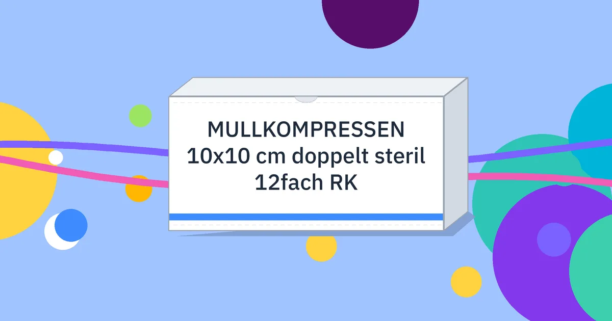 Symbolbild: Packung mit der Aufschrift MULLKOMPRESSEN 10x10 cm doppelt steril 12fach RK (PZN 12348754) – Verfügbarkeit und Bezug in Apotheken in Frankfurt am Main