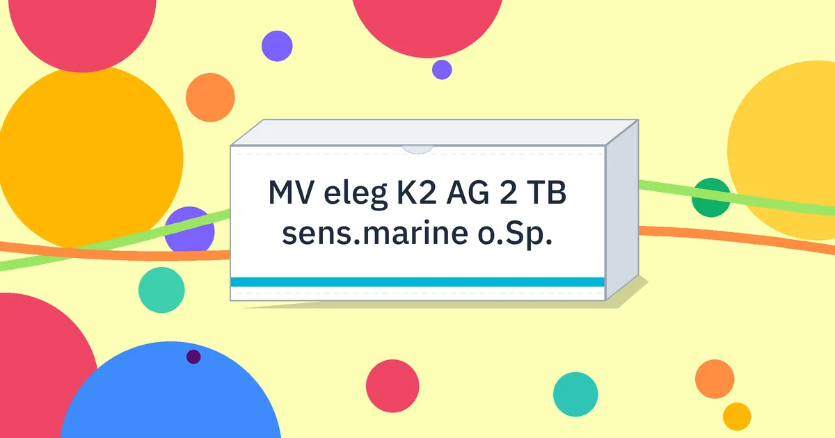 Symbolbild: Packung mit der Aufschrift MV eleg K2 AG 2 TB sens.marine o.Sp. (PZN 14610825) – Verfügbarkeit und Bezug in Apotheken in Frankfurt am Main