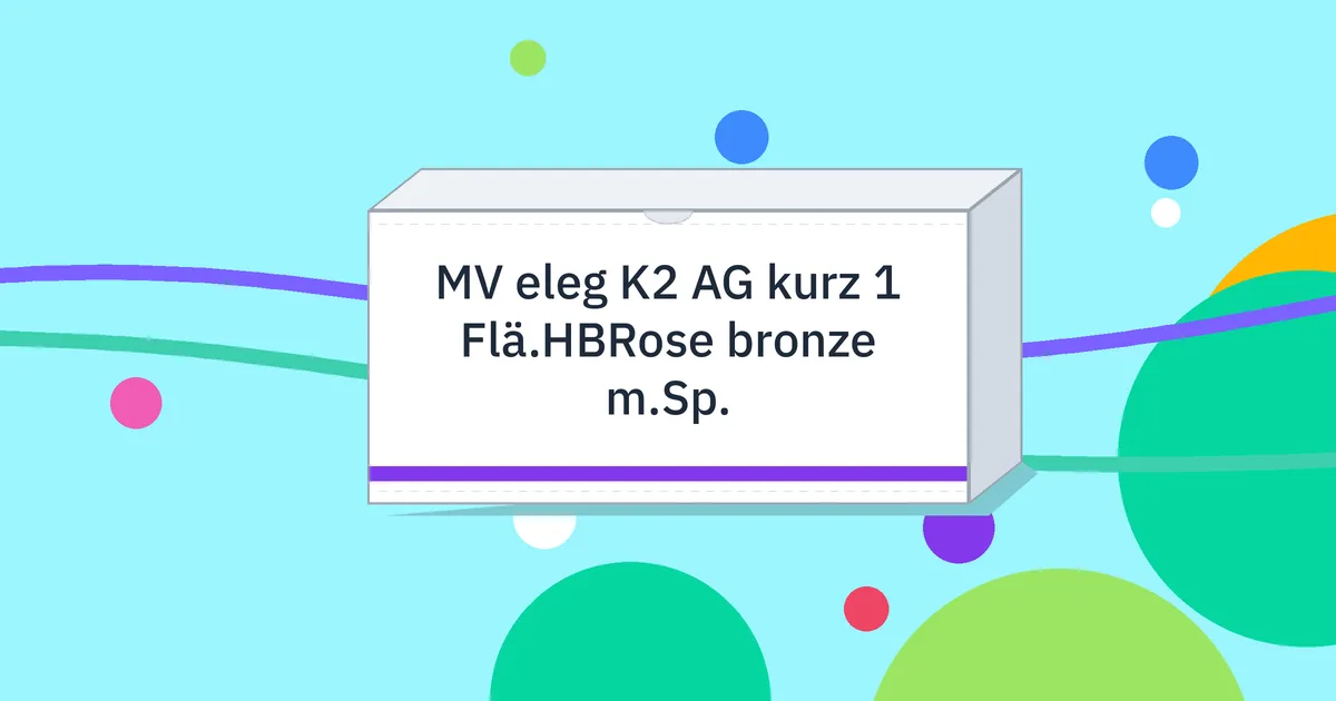 Symbolbild: Packung mit der Aufschrift MV eleg K2 AG kurz 1 Flä.HBRose bronze m.Sp. (PZN 15704327) – Verfügbarkeit und Bezug in Apotheken in Frankfurt am Main
