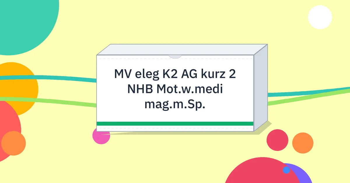 Symbolbild: Packung mit der Aufschrift MV eleg K2 AG kurz 2 NHB Mot.w.medi mag.m.Sp. (PZN 15712686) – Verfügbarkeit und Bezug in Apotheken in Frankfurt am Main