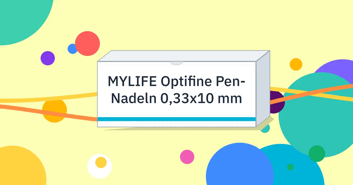 Symbolbild: Packung mit der Aufschrift MYLIFE Optifine Pen-Nadeln 0,33x10 mm (PZN 13706842) – Verfügbarkeit und Bezug in Apotheken in Frankfurt am Main